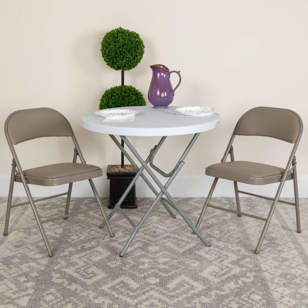Flash Furniture 4 Pack HERCULES Series Double Braced Gray Vinyl Folding Chair