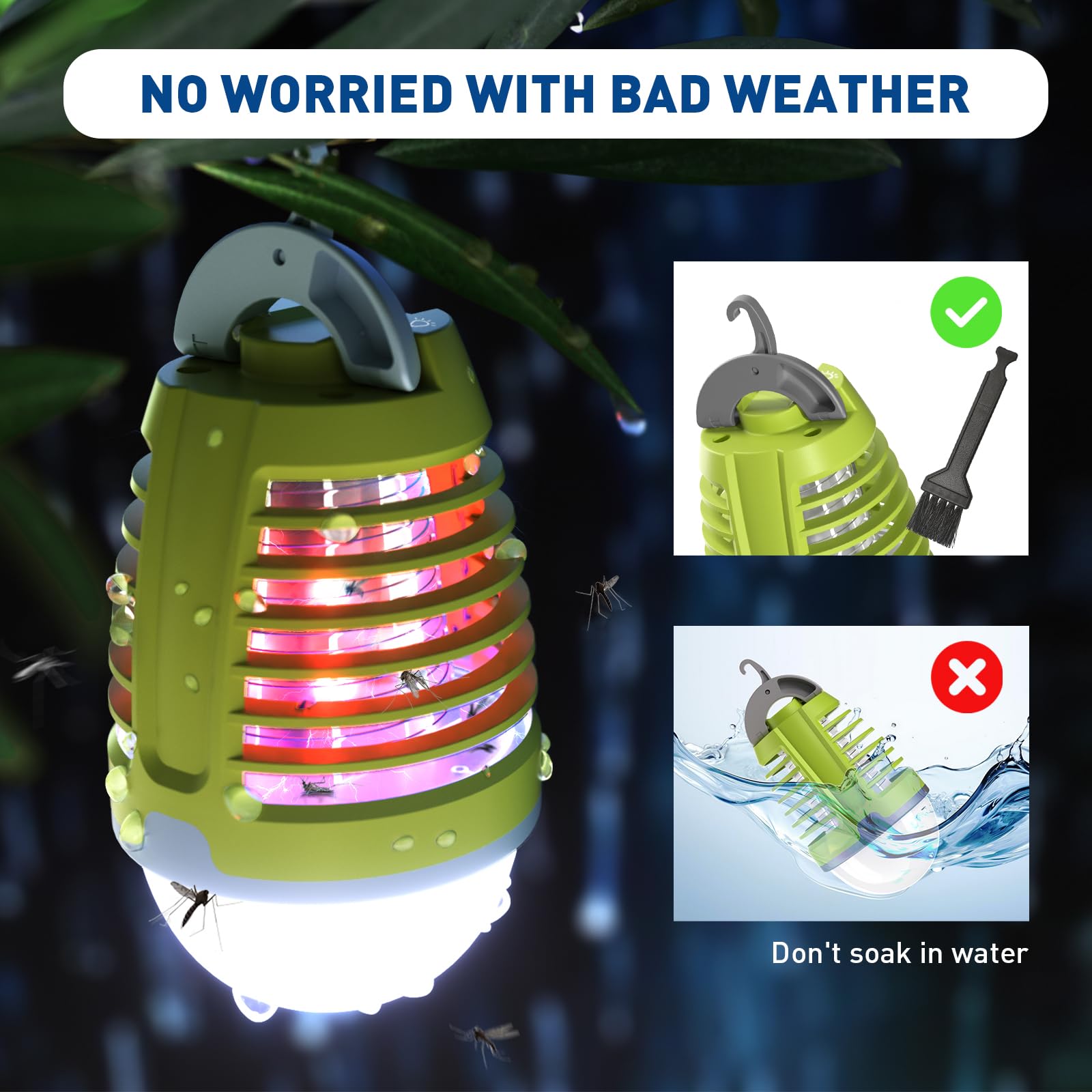 vertmuro Portable Bug Zapper Outdoor Indoor, Electric Mosquito Fly Killer Lamp with Three Lighting Mode, USB Rechargeable Light Bulb Zapper for Camping, Home, Patio (3 Pack)