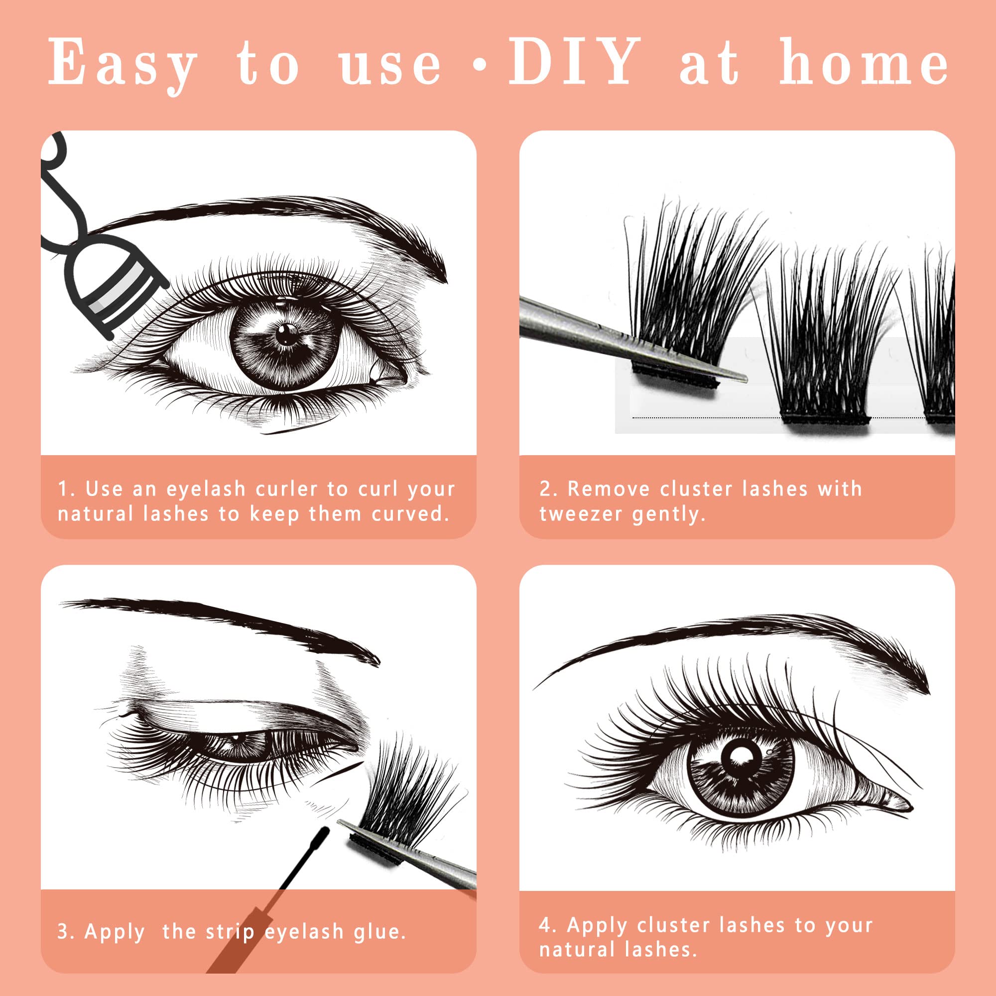 Individual Cluster Lashes,Lash Bond and Seal, DIY lash Extension