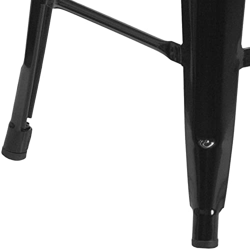Flash Furniture Kai Commercial Grade 24" High Backless Black Metal Indoor-Outdoor Counter Height Stool with Square Seat