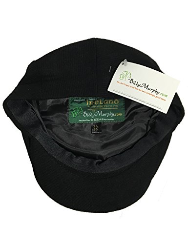 Flat Cap for Men Made in Ireland Irish Hat Flat Cap 100% Irish Wool Black S