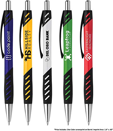 Ummah Promotions Personalized Meteor Plastic Ballpoint Pen Printed with Your Logo/Company Information/Name - 250 QTY