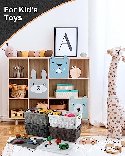 EOENVIVS Plastic Storage Baskets with Lids Lidded Storage Bins Pantry Organization and Storage Containers Organizer Bins for Shelves Drawers Desktop Closet Playroom Classroom Office,White