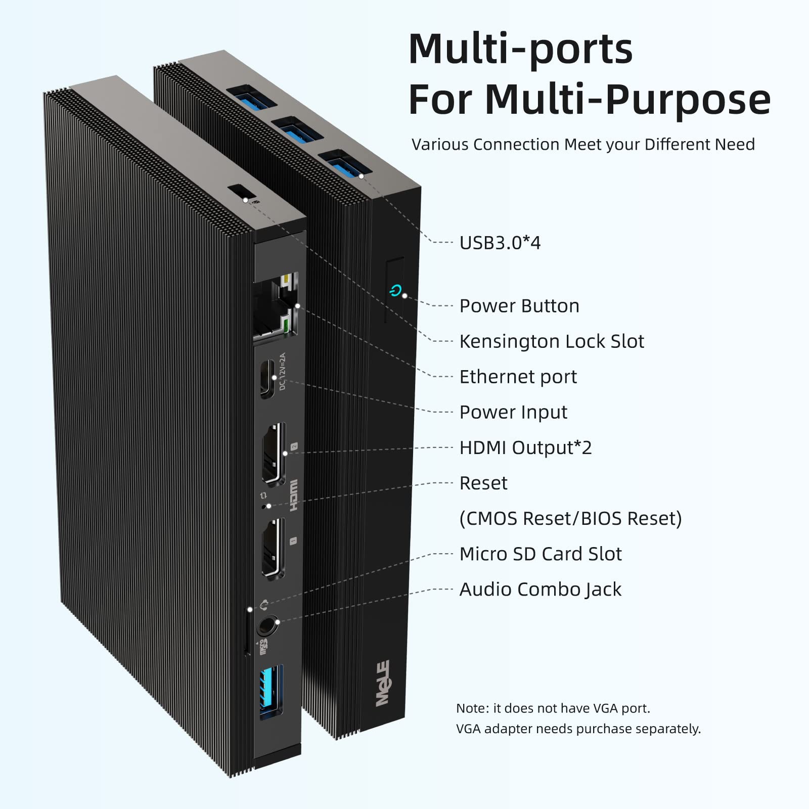 MeLE Mini PC Fanless Quieter3Q Windows 11 Pro N5105 8GB/256GB, Mini Computer Dual HDMI 4K 2.4G/5G Wi-Fi 6 BT5.2 Micro PC Support M.2 SSD Gigabit Ethernet on Business Industrial IoT Office Home