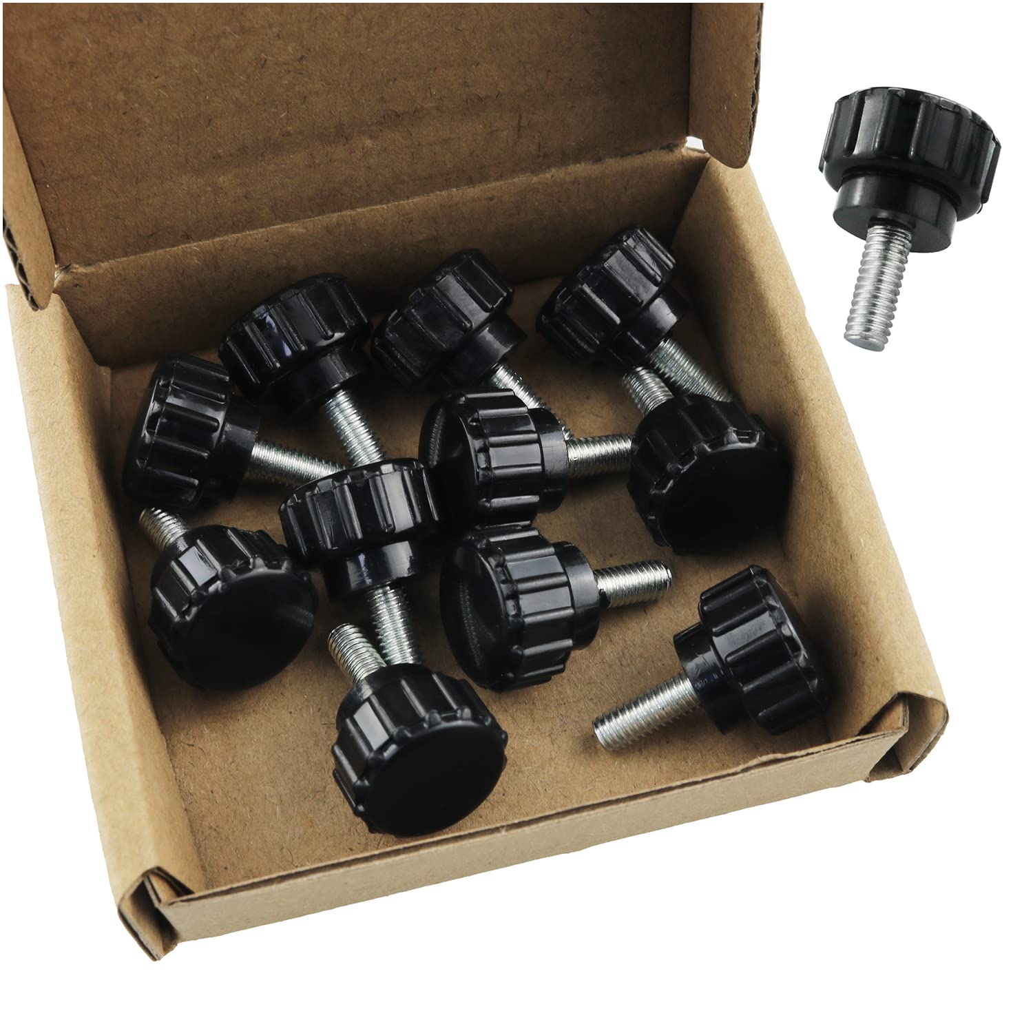M4 x 10 mm Thumbscrew ZZLZX 12PCS M4 x 10 mm Carbon Steel Threaded Knurled Thumb Screw, Black Round Grip Knobs Thumb Screw for Machinery Latche, Clamping Screws
