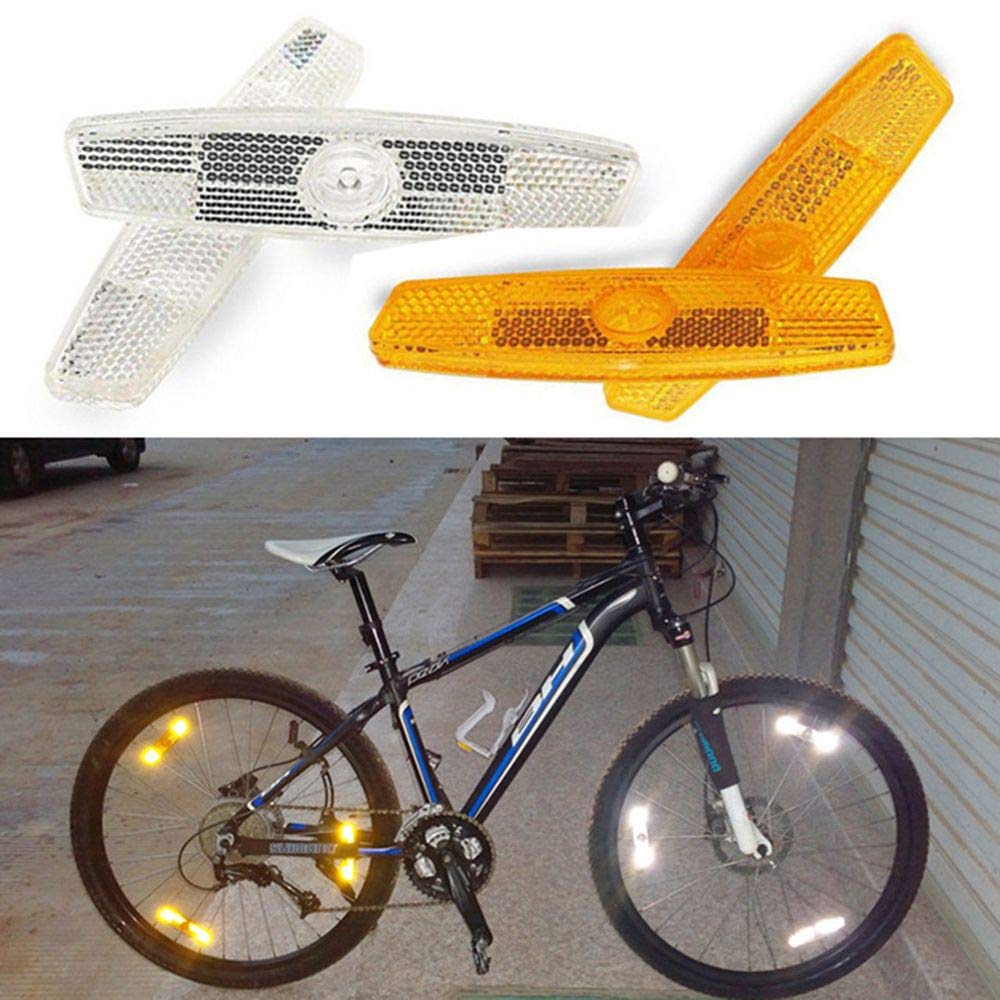 EORTA 4 Pieces Bicycle Wheel Spoke Reflector Night Safety Riding Bike Warning Light Reflector Bike Decoration Accessories for Mountain Bike Road Bike, Yellow and White