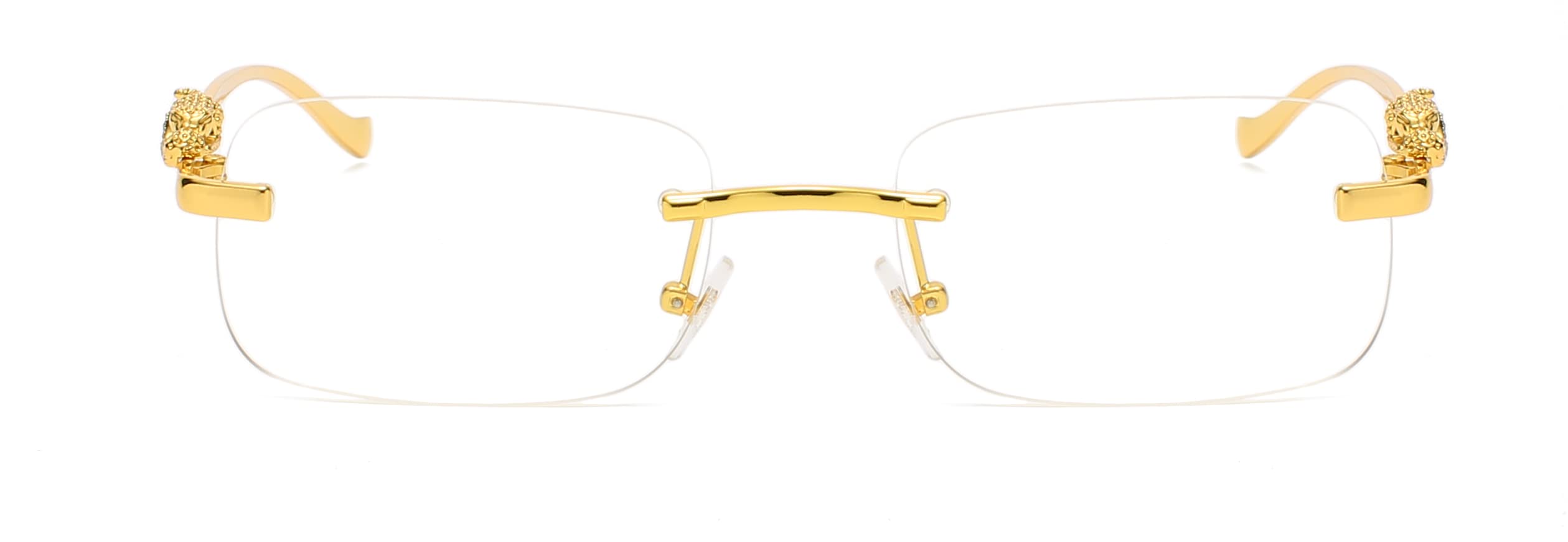 FLAWLESS EYEWEAR Rimless Oversized Sunglasses for Women Men Rectangular Frameless Fashion Shades (Clear)
