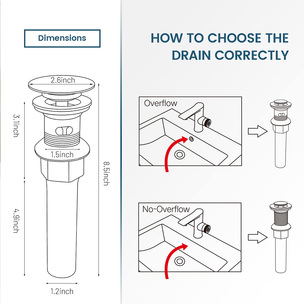 Vessel Sink Drain,Bathroom Pop-up Drain with Detachable Basket Stopper, Anti-Explosion and Anti-Clogging Drain Strainer, Sink Drain Assembly with Overflow Brushed Nickel, REGALMIX RWF083J
