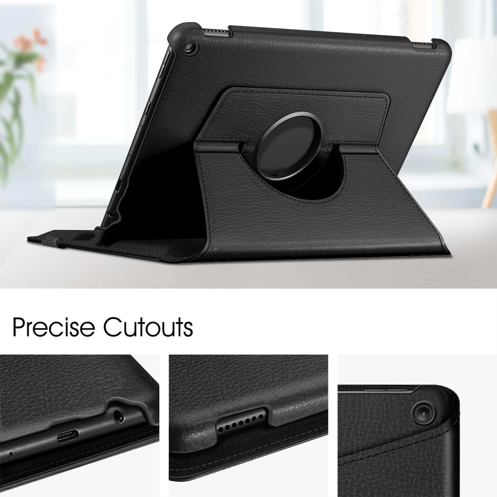 Fintie Case for Amazon Fire HD 10 & Fire HD 10 Plus Tablet (Only Compatible with 11th Generation 2021 Release) - 360 Degree Rotating Swivel Stand Cover Dual Auto Sleep/Wake, Black