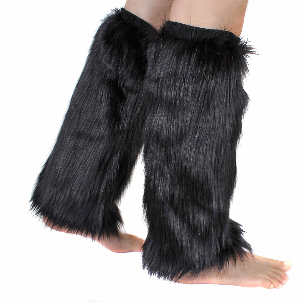 Faux Fur Cuffs Furry Leg Warmers and Wrist Cuff Warmer Boot Cuff,2 Pairs Set For Women Party Costumes