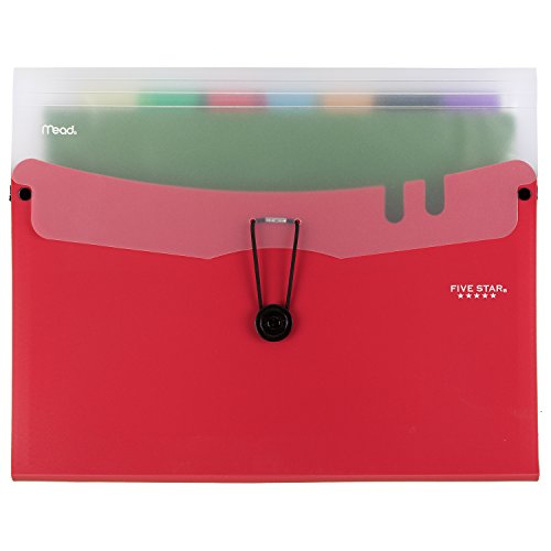 Five Star Expanding File with Removable Files, 7-Pocket Expandable File Folder, 13" x 10-1/4", Red (73944)