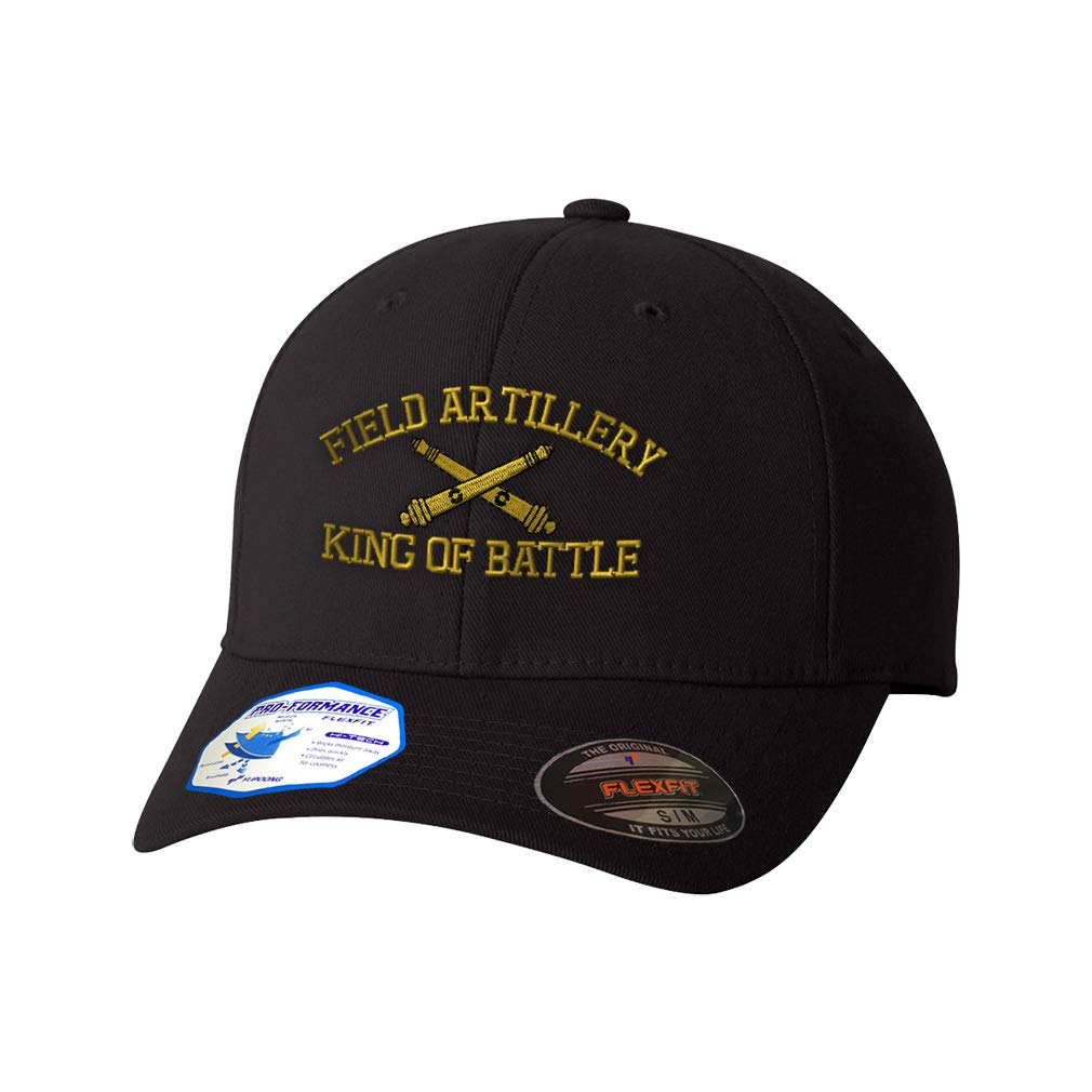 Flexfit Hats for Men & Women Us Army Field Artillery B Embroidery Polyester Dad Hat Baseball Cap Black Large XLarge