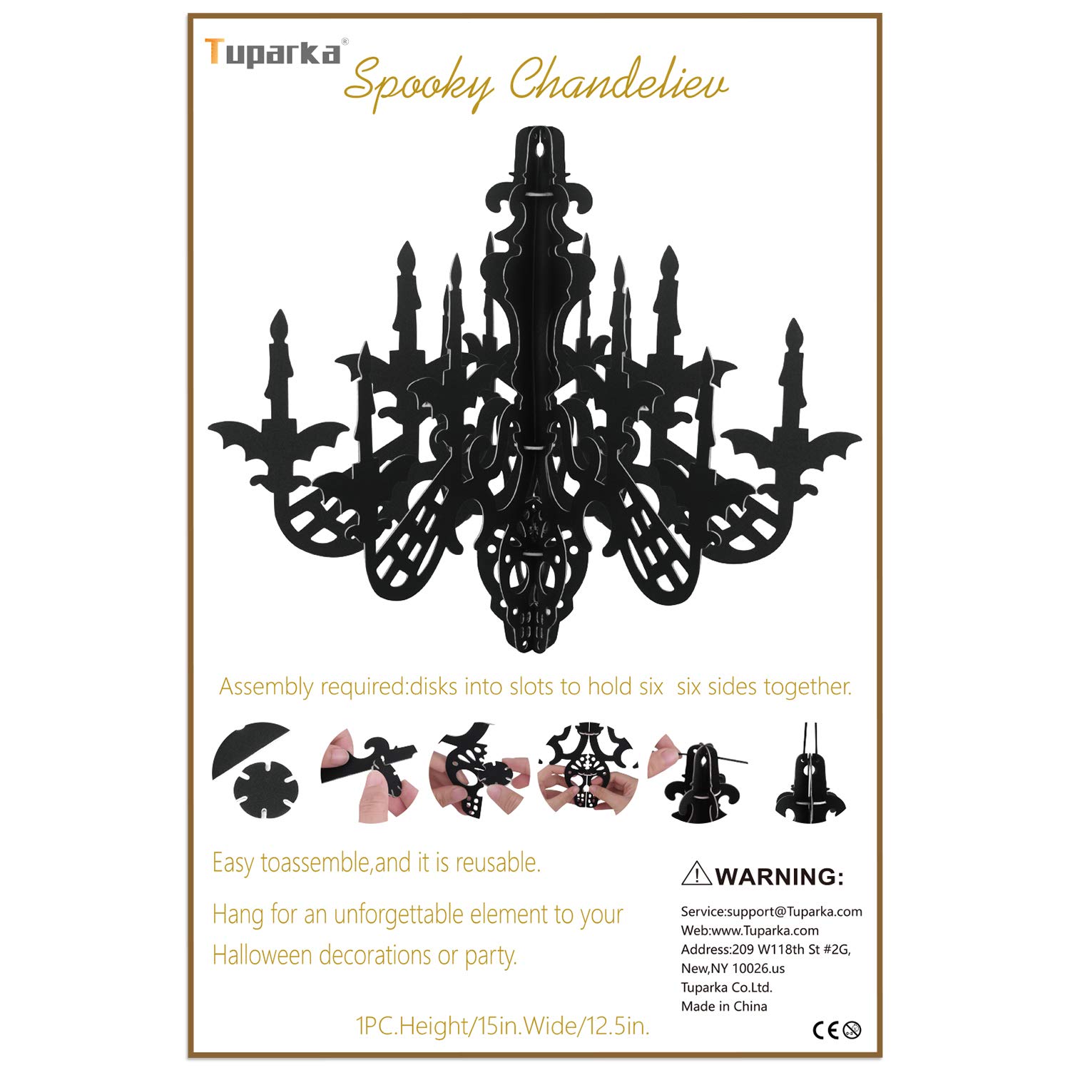 TUPARKA 2 Set Halloween Chandelier Decoration Halloween Haunted House Decoration Ceiling Hanging Decoration, Black