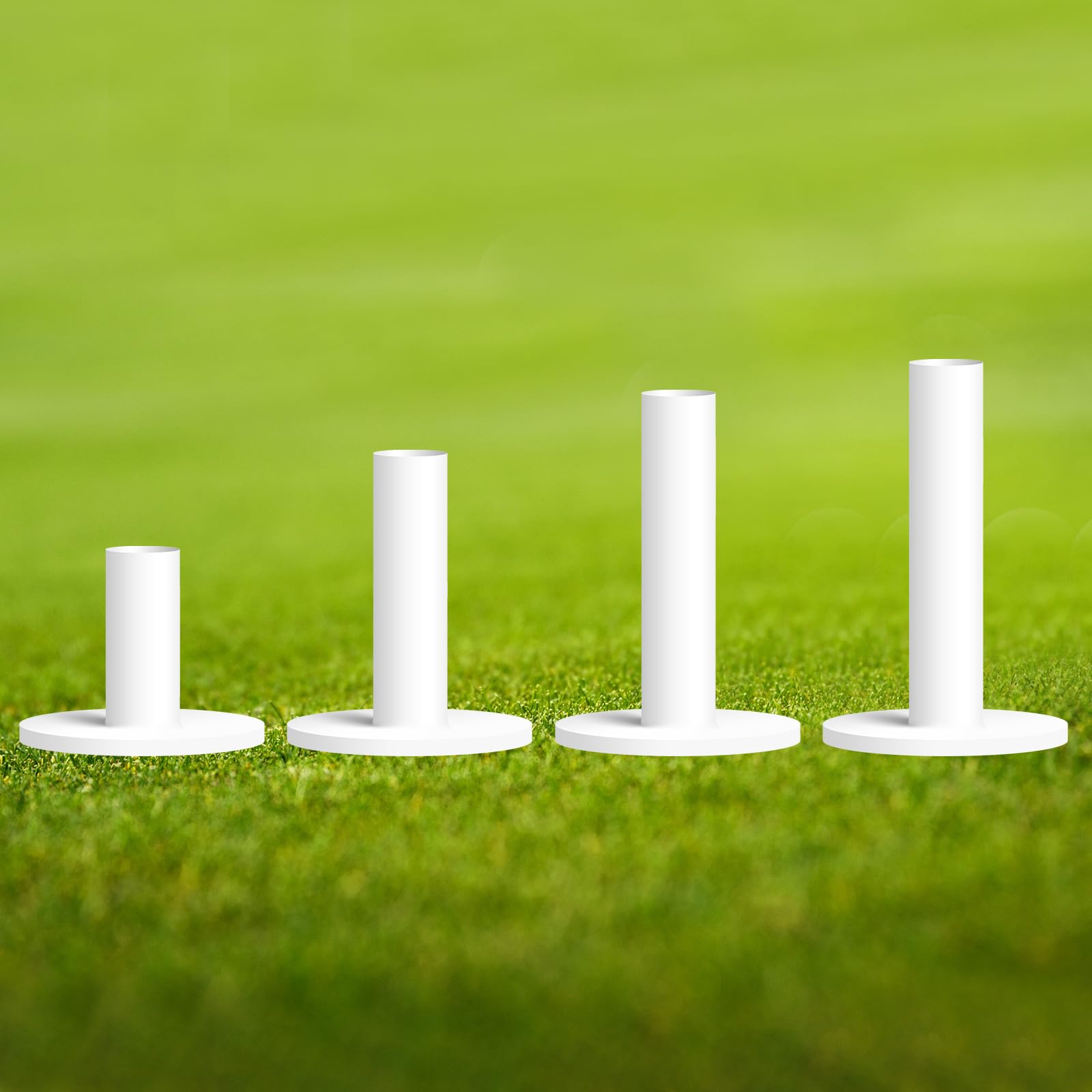 FINGER TEN Golf Rubber Tees Driving Range Value 3/4 Pack, Mixed or Same Size 1.5’’ 2.25’’ 2.75’’ 3’’ for Practice Mat (4 Pack(1.5,2.25,2.75,3)-White)