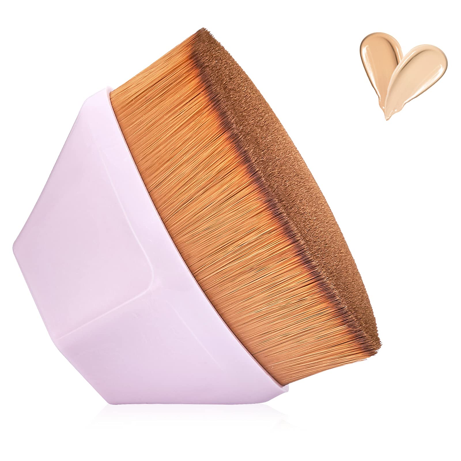 Flawless Foundation Brush for Liquid Makeup,Face Makeup Brush for Powder,Blush and Eyeshadow,Kabuki Flat Top 10 Seconds Makeup Brush with Case pink