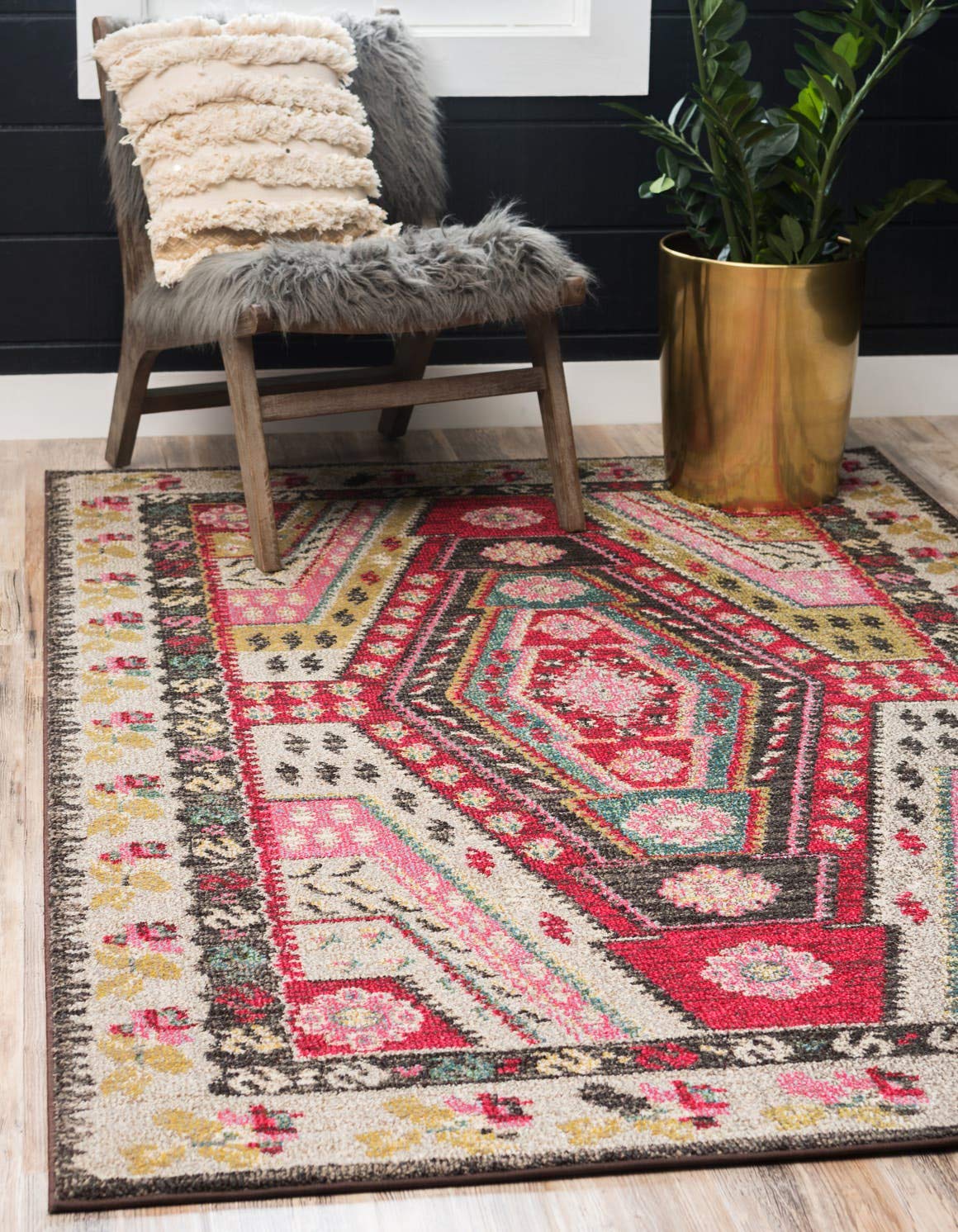 Unique Loom Sedona Collection Southwestern, Geometric, Border, Over-Dyed, Modern, Tribal, Abstract Area Rug, 9 ft x 12 ft, Multi/Beige