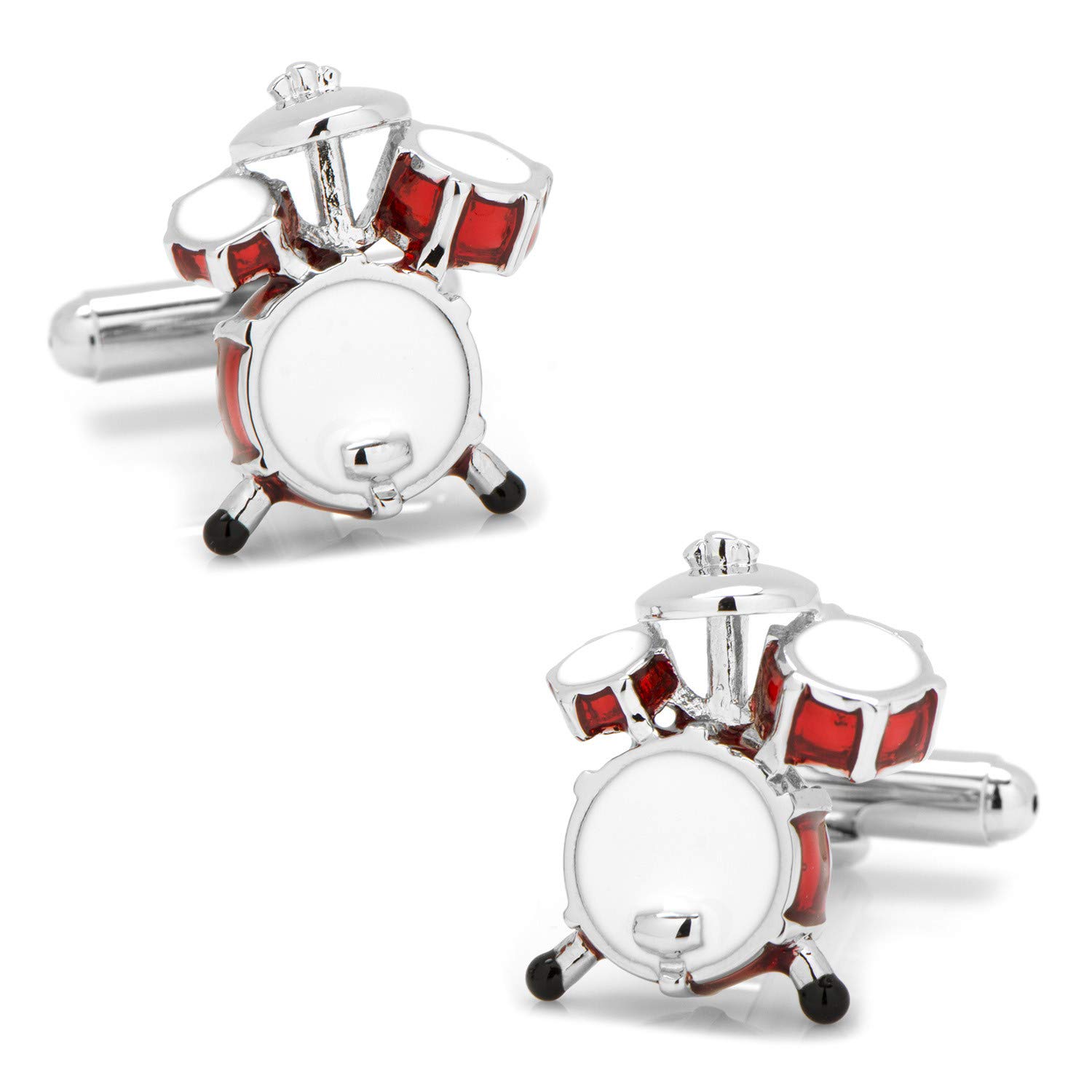 Flairs New York Gentleman's Premium Handmade Artisan Tie Bars Clips Cufflinks (0.80, Drum Set Cufflinks (1 Pair))