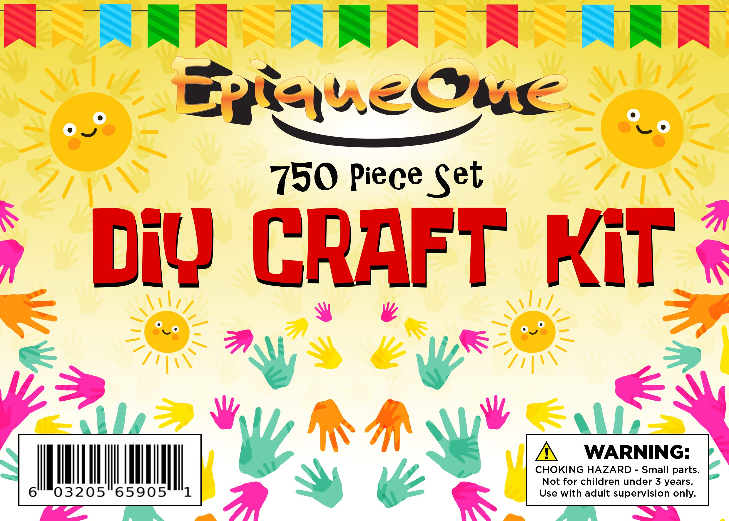 EPIQUEONE 750-Piece Arts & Crafts Supply Set | Includes 150 Multicolor Pipe Cleaners, 300 Pom Poms & 300 Googly Eyes | Ideal for Use at Home & School for DIY Art & Craft Projects, Decoration & More