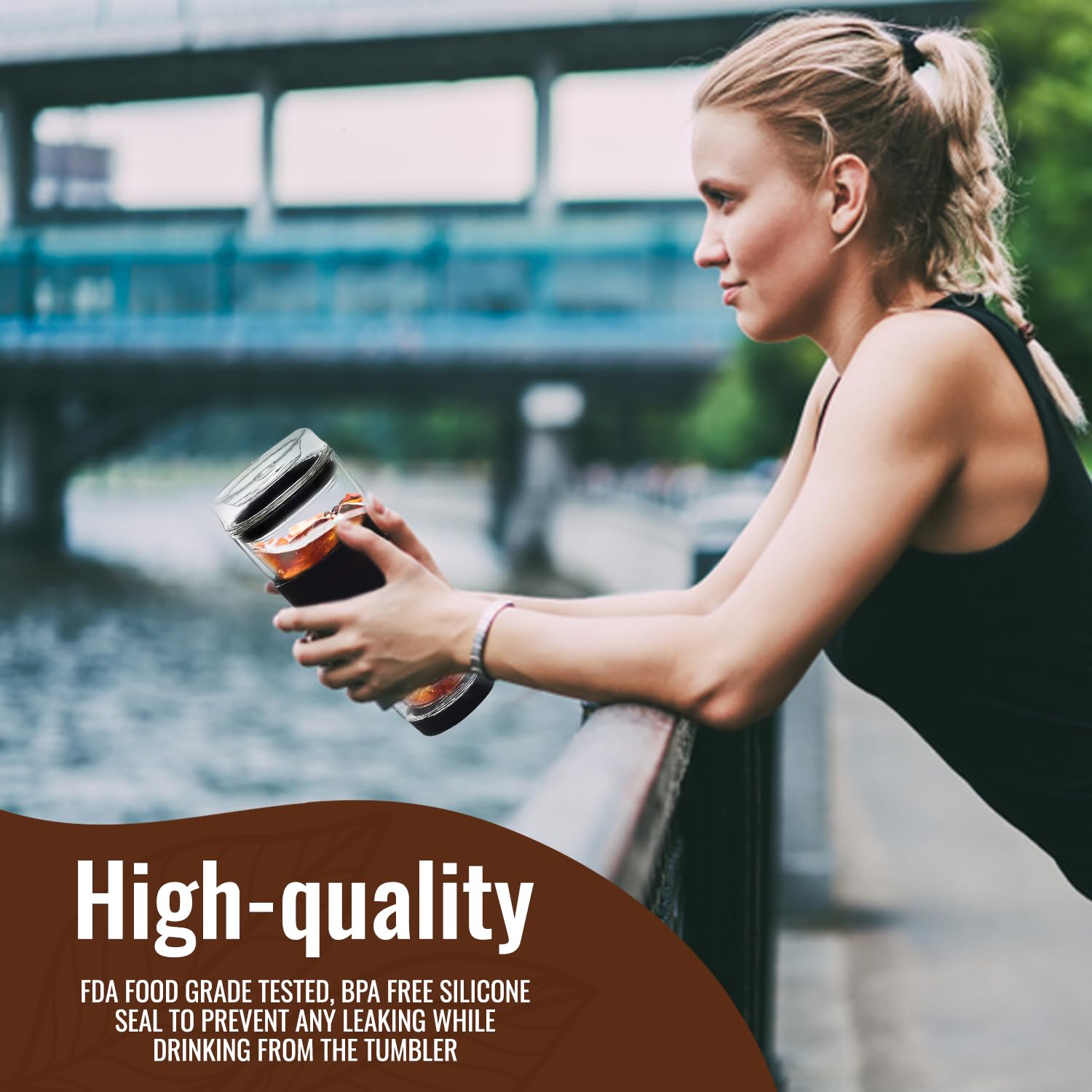 Tupkee Glass Sip Lid Black - Replacement for Tupkee Double Wall Glass Tumbler, 14oz & 8oz Hand Blown Glass Travel Mug