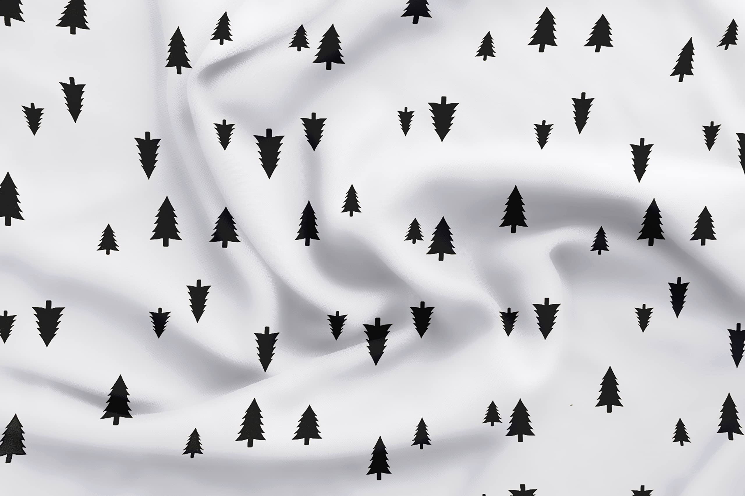 Mini Crib Pack n Play Travel Crib Fitted Sheet - White with Black Trees 100% Cotton Lightweight