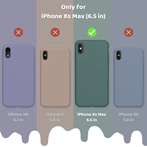 OuXul iPhone Xs Max Case - Liquid Silicone Phone 10 Pro Max Case, Full Body Slim Soft Microfiber Lining Protective iPhone Xs Max Case for Women/Men 6.5 Inch(Forest Green)