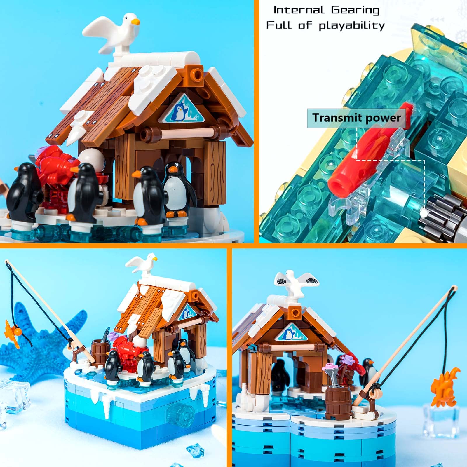Mrkuriosity Penguin BBQ Resort Building Kits Blocks,Movable Building Blocks Toy Building Sets for Kids, Rotatable BBQ Penguin Toy Model Buliding Blocks, Kids' Brain Development Educational Toys…