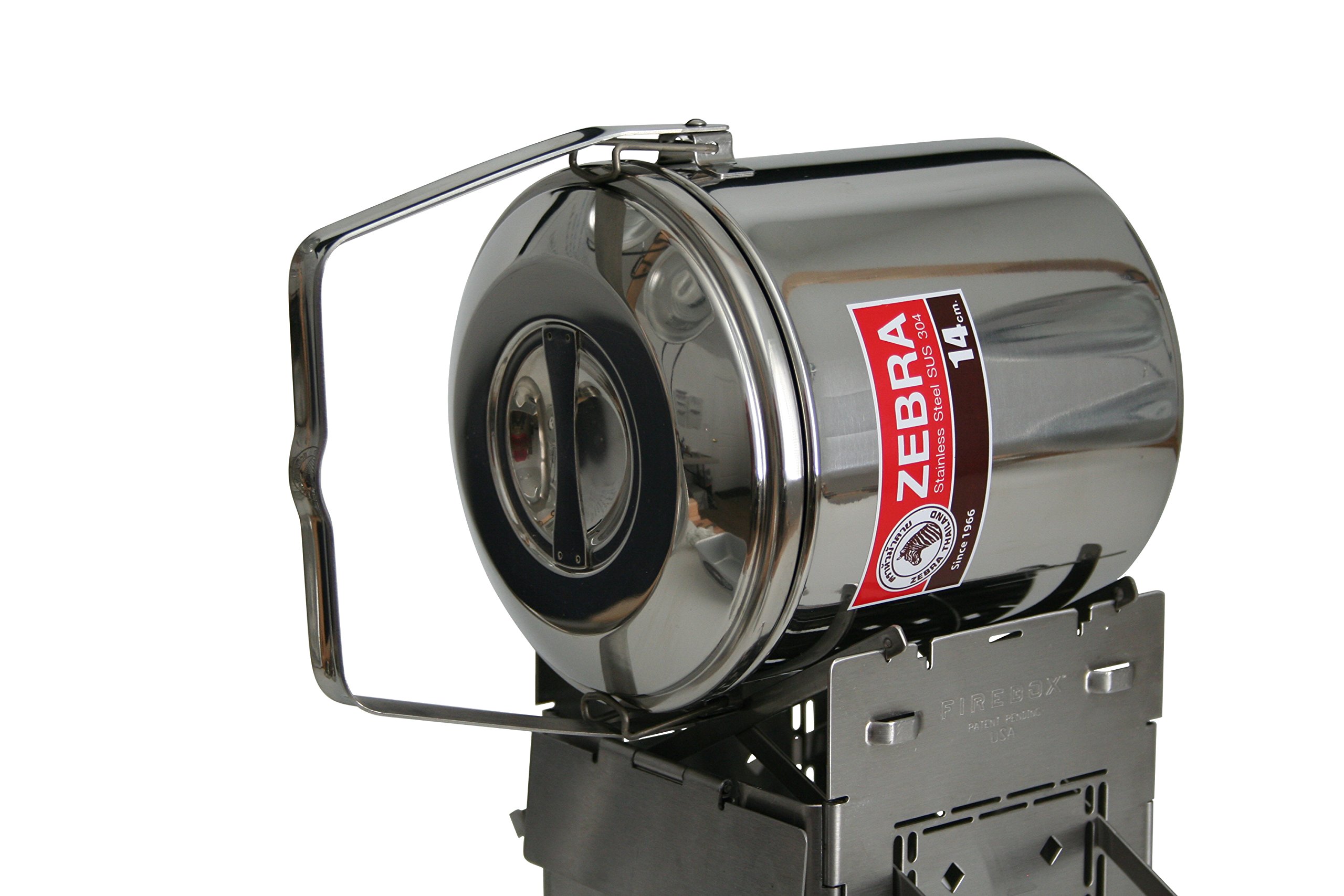 Firebox 2 Quart (5.5") Billy Can - Locking Bail Handle Bushcraft Camp Pot, SS Clips (Installed)