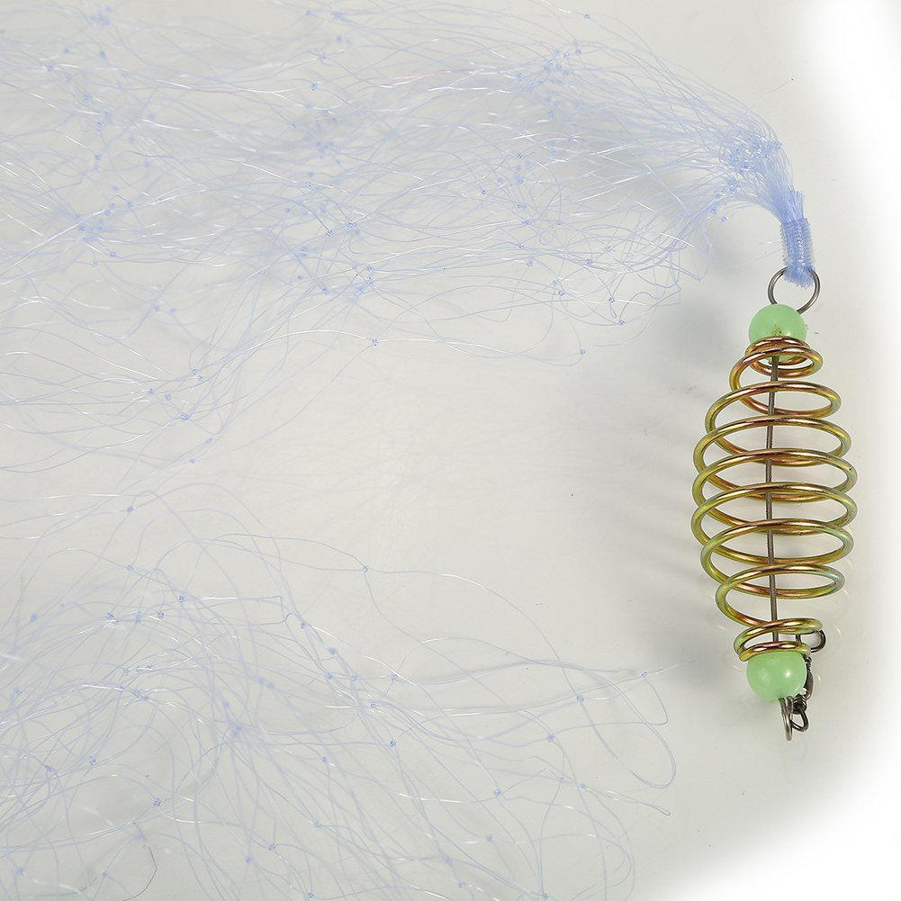 Fishing net Copper Spring,4pcs Fishing Net Trap Luminous Bead Copper Spring Shoal Netting Fishnet Tackle, Durable Copper Spring Fishing Net with Luminous Beads Accessories for Night Fishing