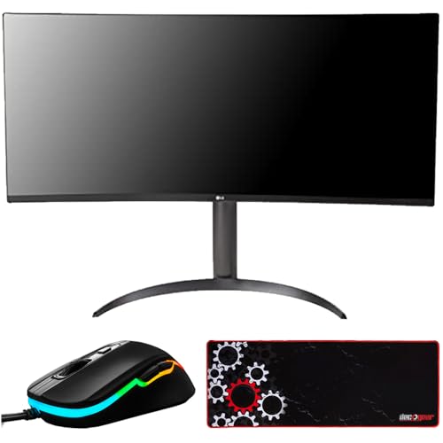 LG 34WP75C-B 34" Curved UltraWide QHD Monitor with AMD FreeSync Bundle with Deco Gear Wired Gaming Mouse and Deco Gear Large Extended Pro Gaming Mouse Pad