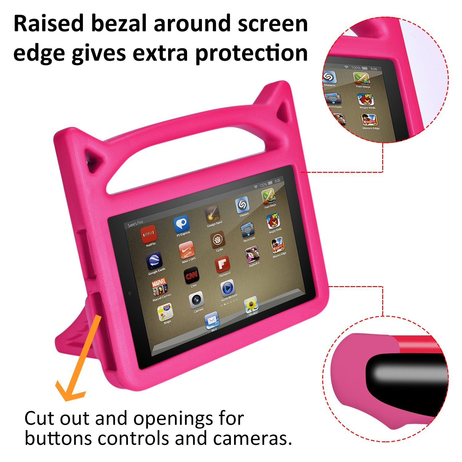 Fire 7 Tablet Case for Kids, Ubearkk Light Weight Shock Proof Protective Cover Case for Amazon Kindle Fire 7 inch Tablet (Compatible with 9th Generation, 2019 Release), Pink
