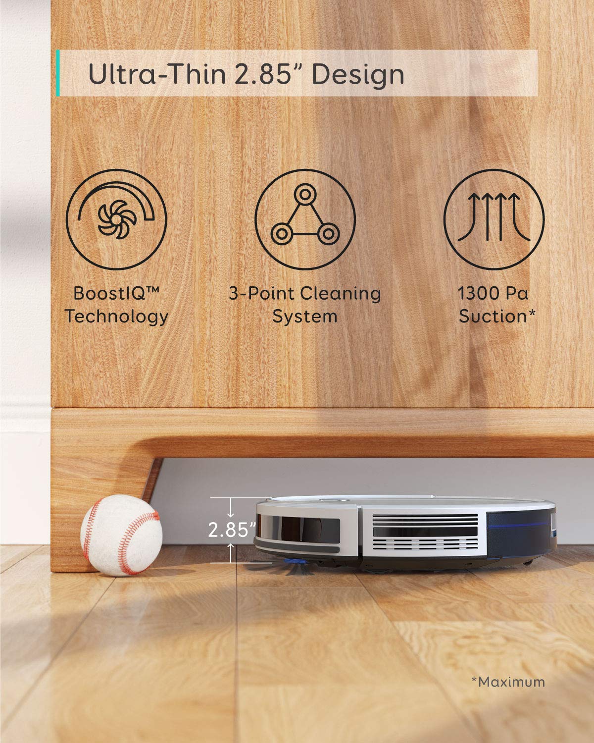 eufy by Anker, BoostIQ RoboVac 15C, Wi-Fi, Upgraded, Super-Thin, 1300Pa Strong Suction, Quiet, Self-Charging Robotic Vacuum Cleaner, Cleans Hard Floors to Medium-Pile Carpets (White)