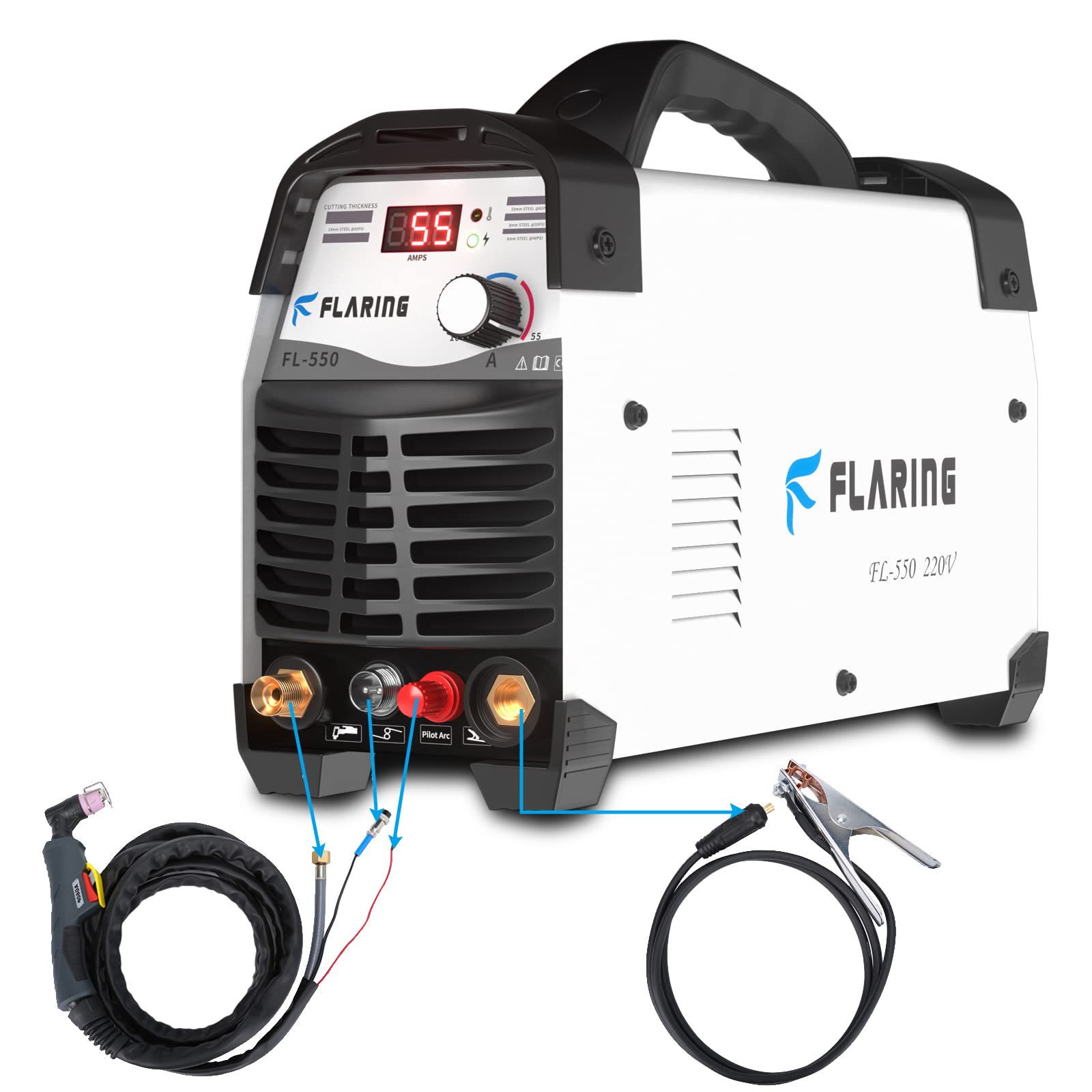 FLARING Plasma Cutter Non Touch 50 AMP 220V FL550 1/2'' Clean Cut Max 18MM IGBT High Frequency Inverter Plasma Cutting Machine 3 Year Warranty