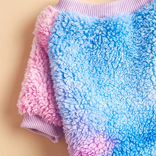 Warm Puppy Winter Sweater Thickened Plush Pet Dog Clothes for Small Dogs Clothing, Gradient Blue, Small