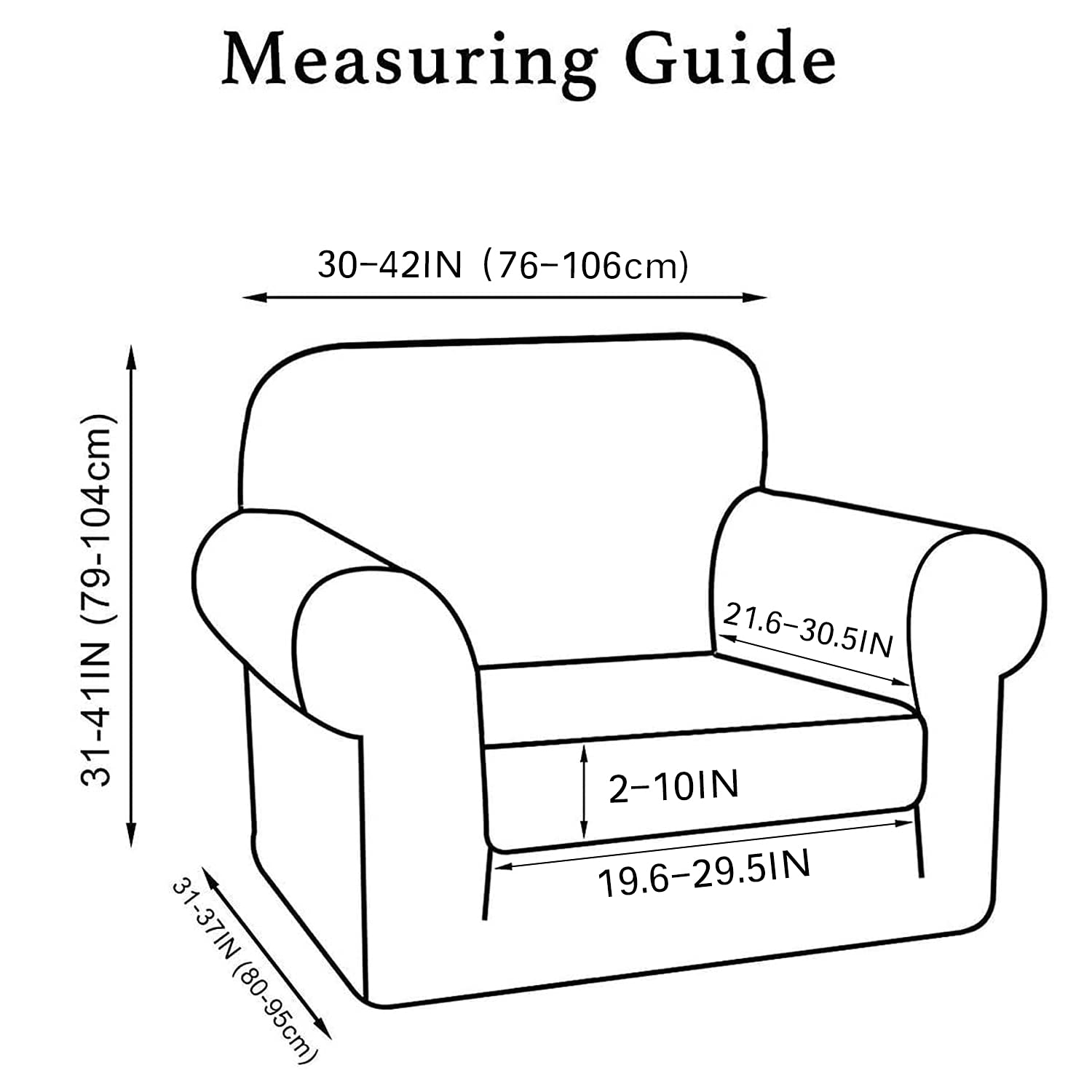 Turquoize Chair Slipcover with Separate Cushion Cover Bundle Ottoman Slpcover,Dusty Blue