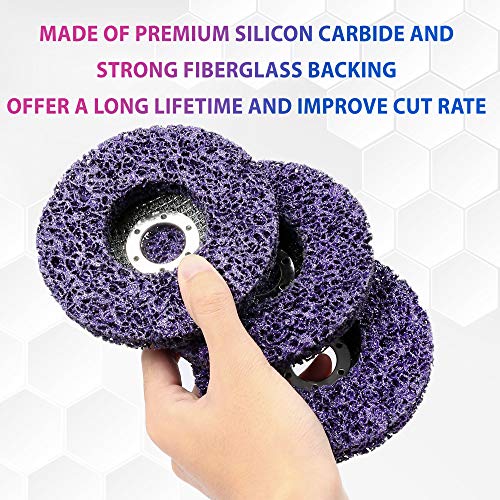 LotFancy Stripping Disc, 6PCS 4 1/2β x 7/8β Quick Easy Strip and Clean Discs, Paint and Rust Remover Stripper for Angle Grinder, Silicon Carbide Abrasive Wheel for Wood Metal Fiberglass, Purple