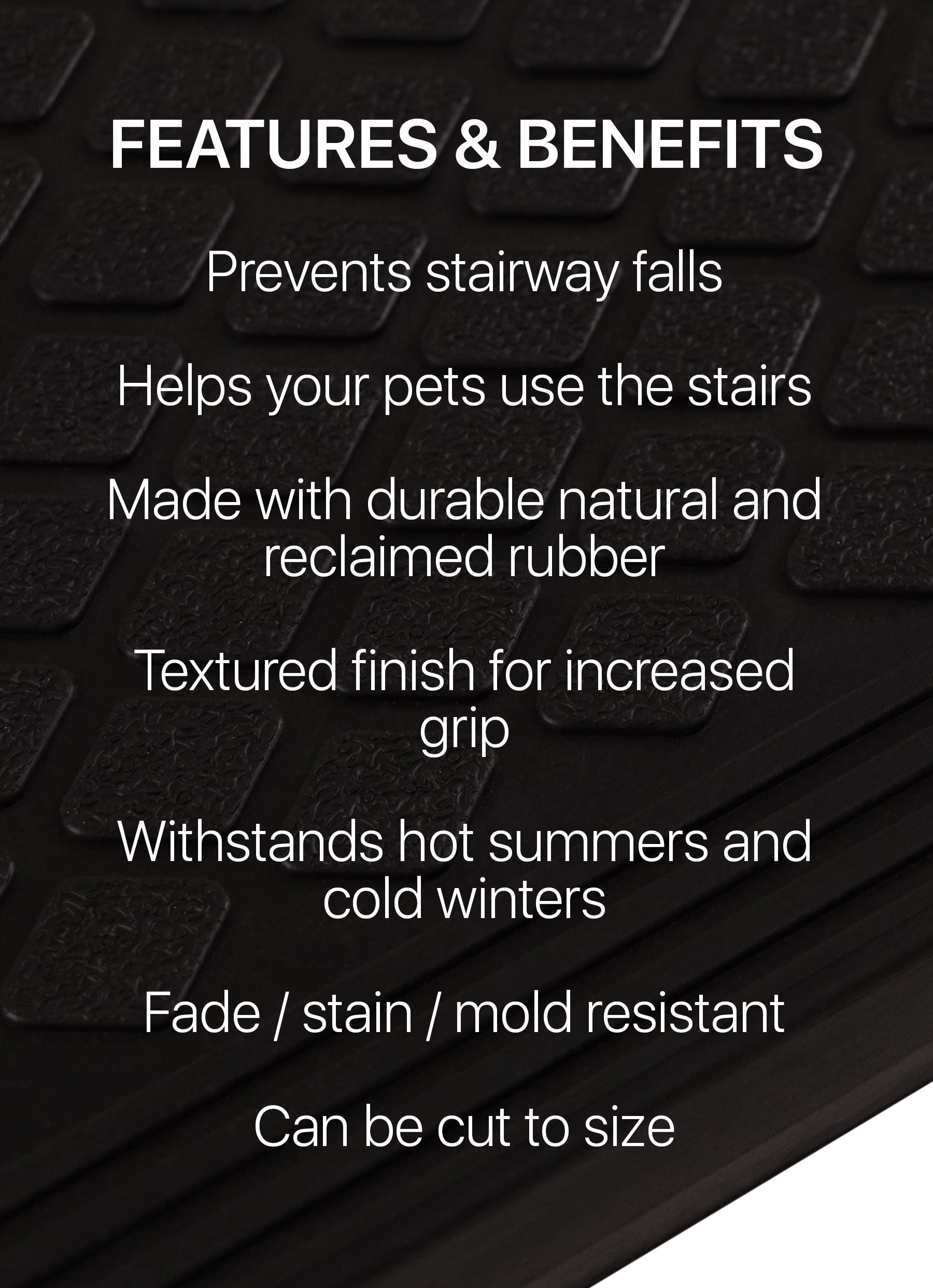 FINEHOUS Rubber Stair Treads Non-Slip Outdoor 48"x10" (4-Pack) β Anti-Slip Step Mat with Nosing