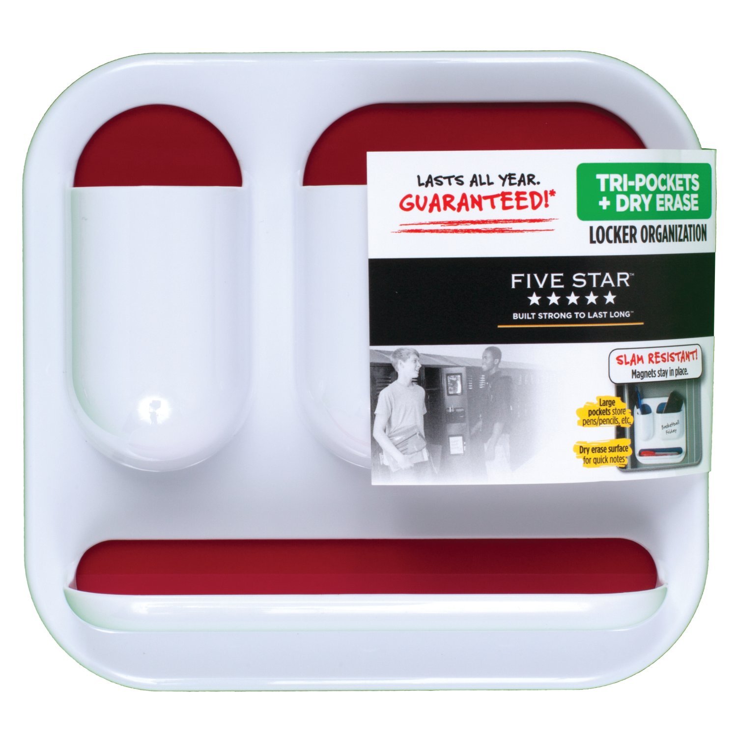 Five Star Locker Accessories, Magnetic Tri-Pocket Storage with Dry Erase Surface, Color Selected For You (81136)