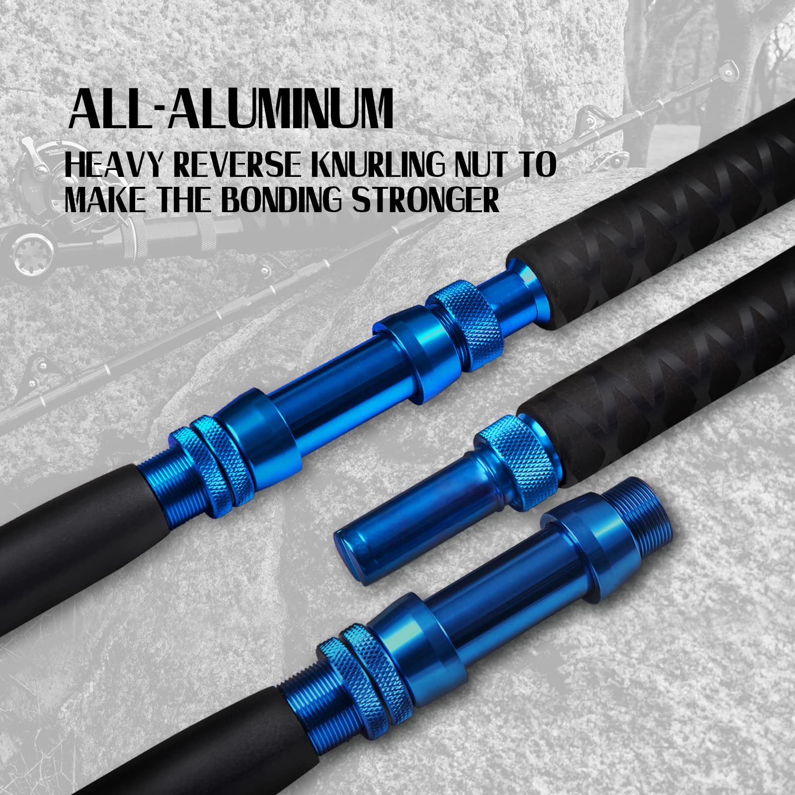 Fiblink 2-Piece Saltwater Offshore Heavy Trolling Rod Roller Rod Conventional Boat Fishing Pole with Roller Guides (50-80lb, 5-Feet 6-Inch)
