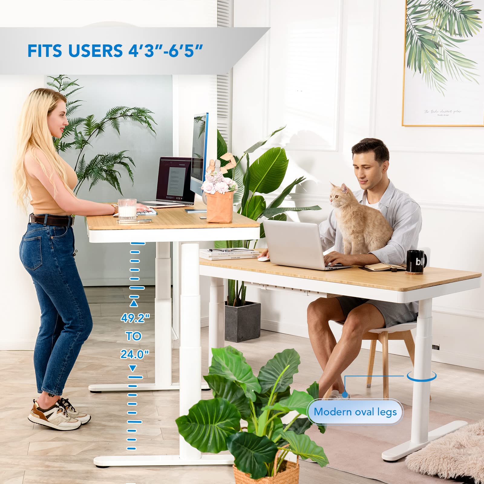 FLEXISPOT 48" Marble Standing Desk Adjustable Height with USB Port Charging, Electric Home Office Computer Table Stand up Desk with Drawers Storage (Modern Marble Grey Top + White Frame)