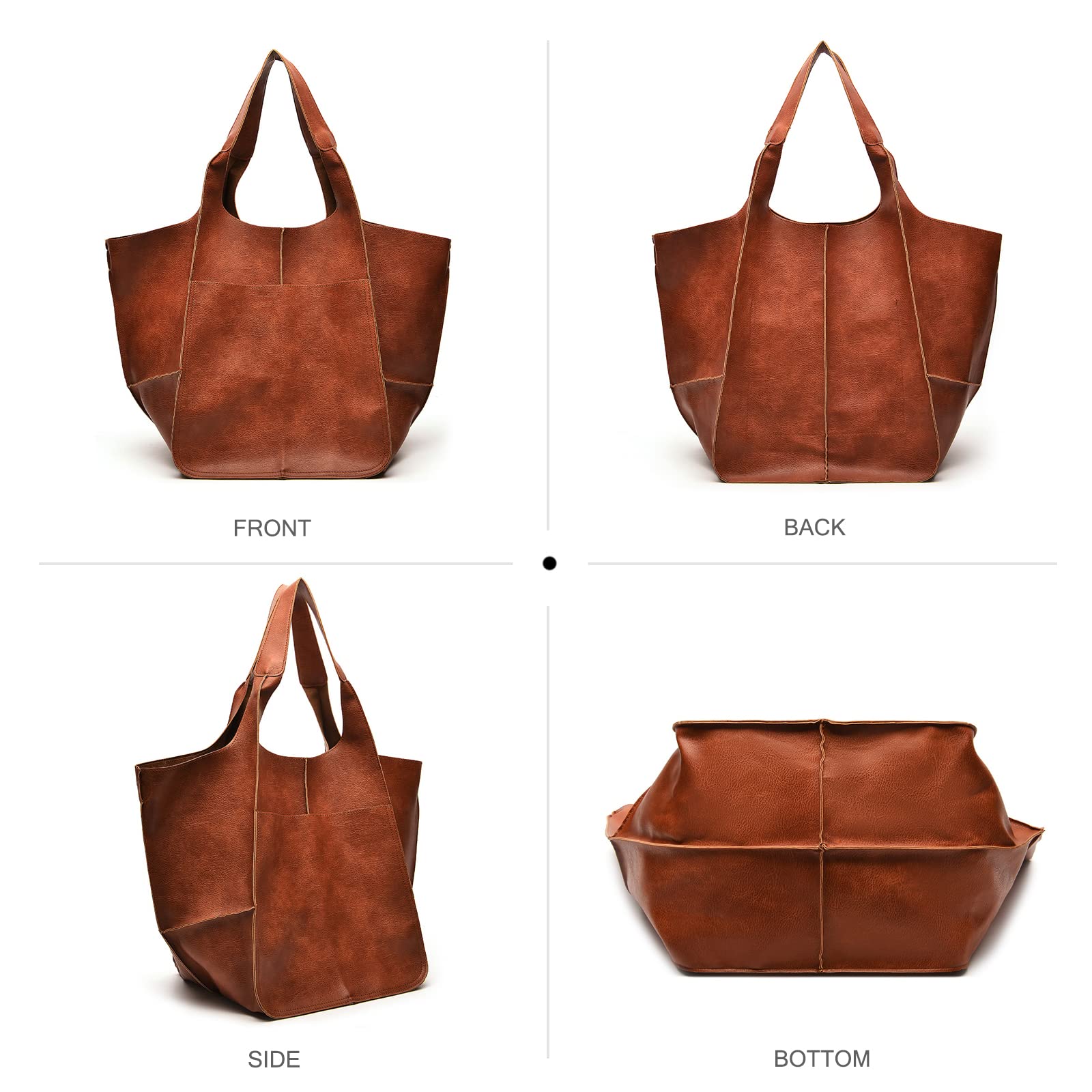 FLO-MOTOR Large Carry on Handbags Oversized Tote Bags for Women Hobo and Shoulder Bags Soft PU Leather Shopping Bag