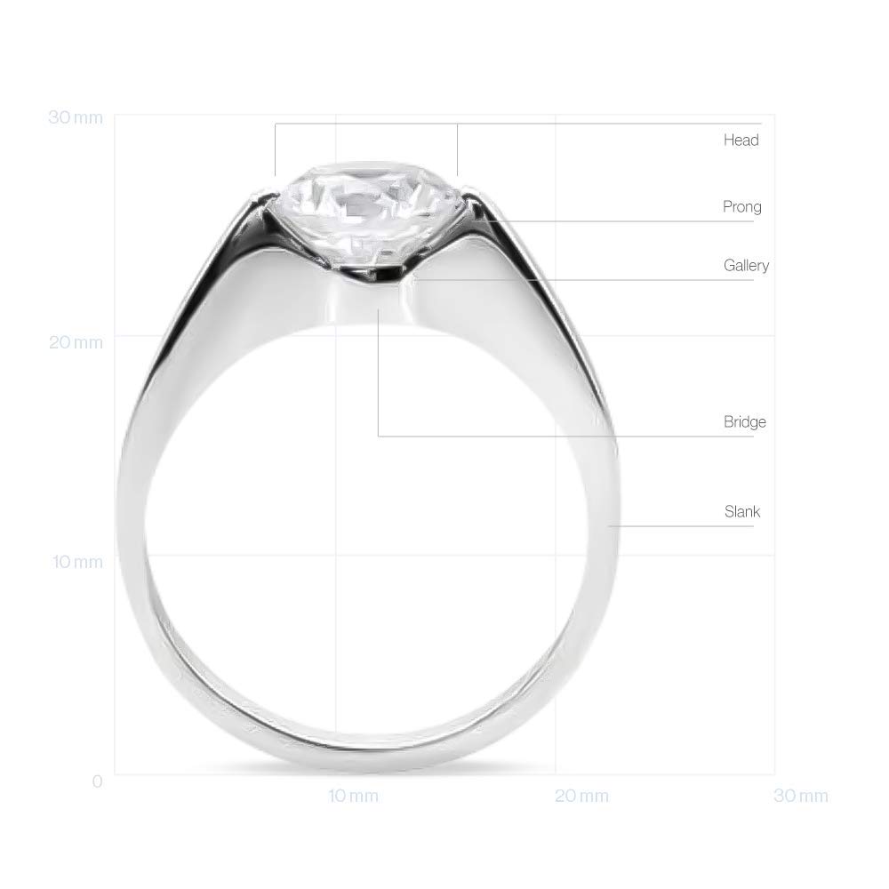 Eternal Sparkles Women’s CZ Cubic Zirconia Sustainable Solitaire Bridal Engagement Ring in Hypoallergenic Stainless Steel for Wedding Proposals and Anniversaries