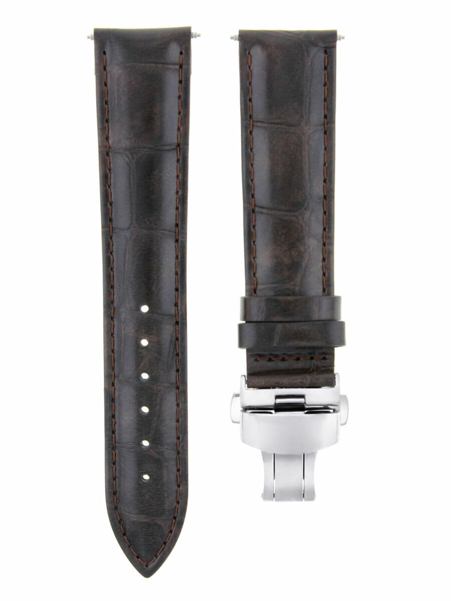 Ewatchparts 18MM LEATHER STRAP BAND COMPATIBLE WITH IWC AQUATIMER BIG PILOT PORTUGUES CLASP DARK BROWN