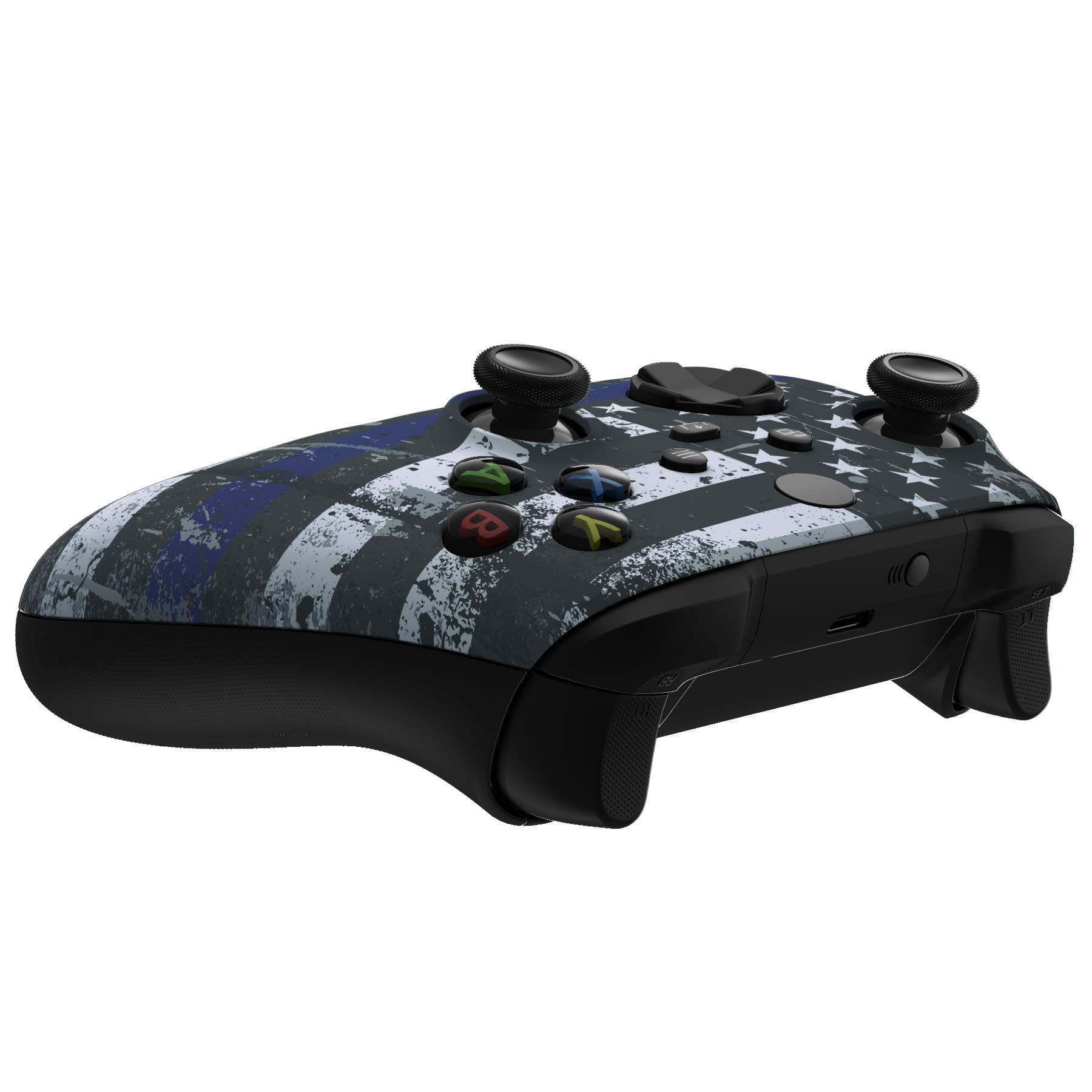 eXtremeRate The Thin Blue Purple Line Flag of USA Soft Touch Front Housing Shell Faceplate for Xbox Series X and Xbox Series S Controller Custom Accessories - Controller NOT Included