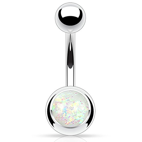 FIFTH CUE 14G Opal Glitter Set 316L Surgical Steel Belly Button Rings