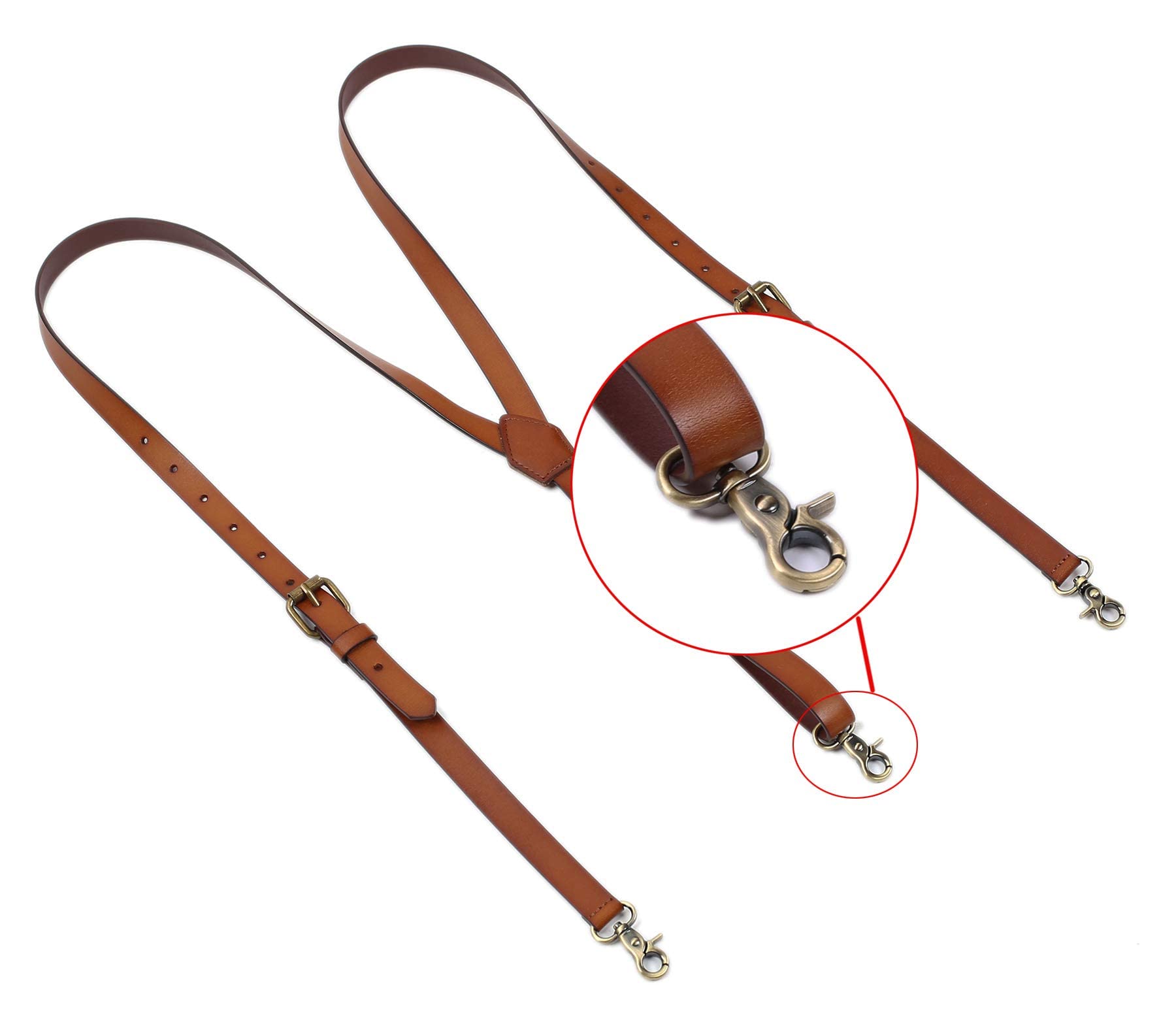 Exception Goods Leather Suspenders For Men, Personalized Brown Genuine Leather, Groomsmen Gifts (L Fits 5'2"-6'23", Brown)