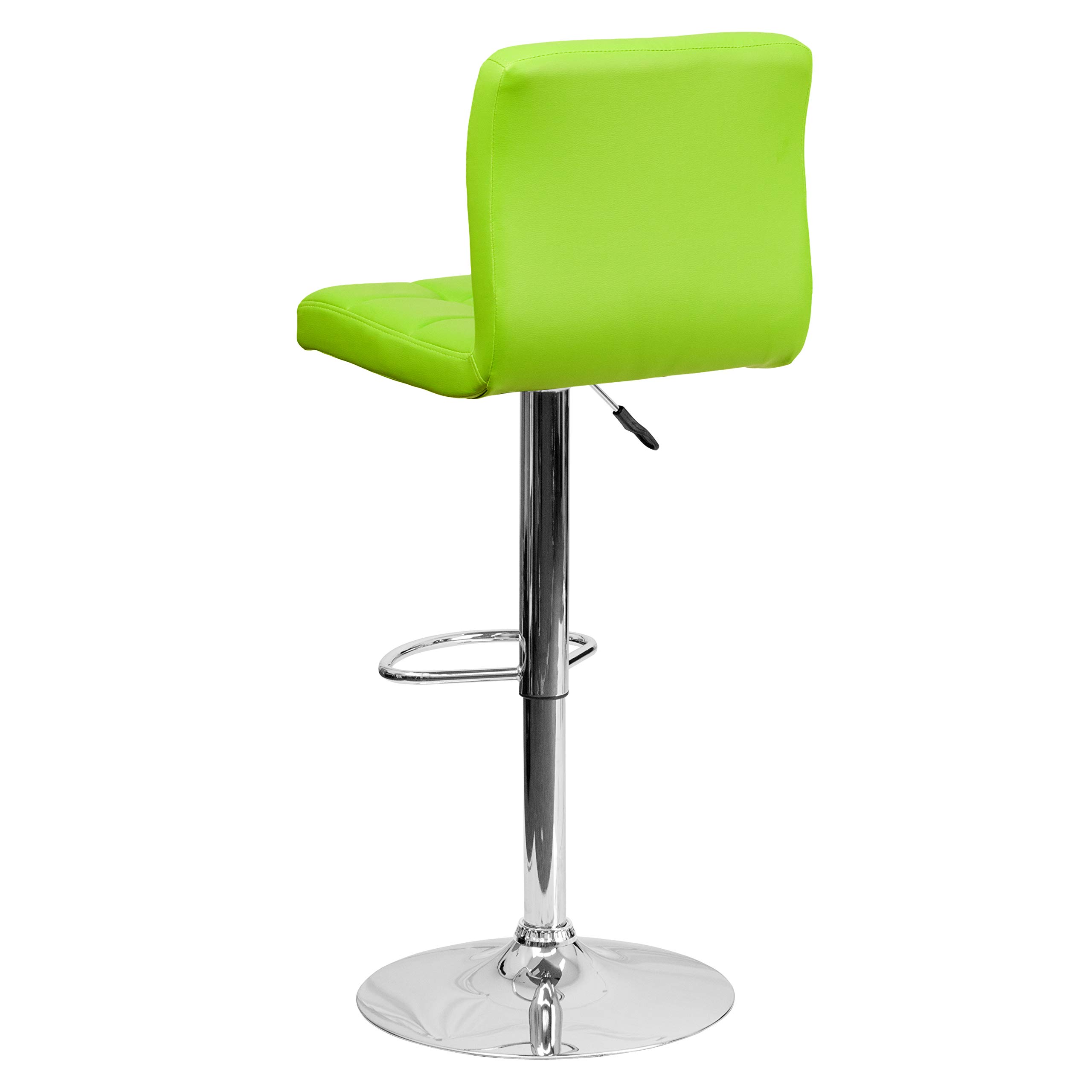 Flash Furniture Alexandra 2 Pk. Contemporary Green Quilted Vinyl Adjustable Height Barstool with Chrome Base
