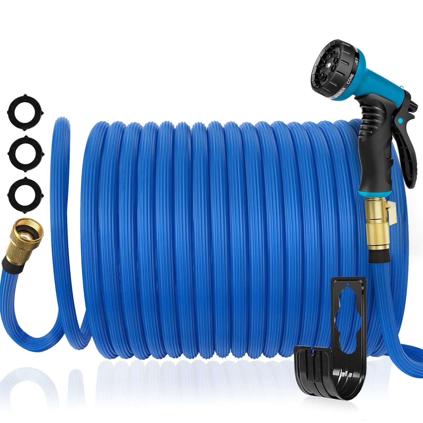 Expandable Garden Hose 100ft - New Patented Water Hose with 40 Layers of Innovative Nano Rubber Real Leak-Proof 10-Function Spray Nozzle Lightweight, Durable, Flexible (Green)