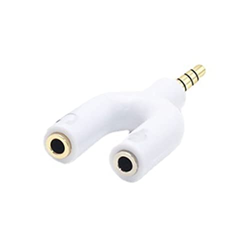 NANYI 2PCS White Headphone Splitter Headphone Microphone Adapter for Audio Stereo Headphone and MIC for Phone, Computer, MP3.