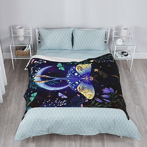 Moon-Moth Throw Blanket for Bed Soft Cozy Fluffy Couch Blankets Small Fleece Blanket Throw Gifts for Women Men Girls Boys 80"x60"