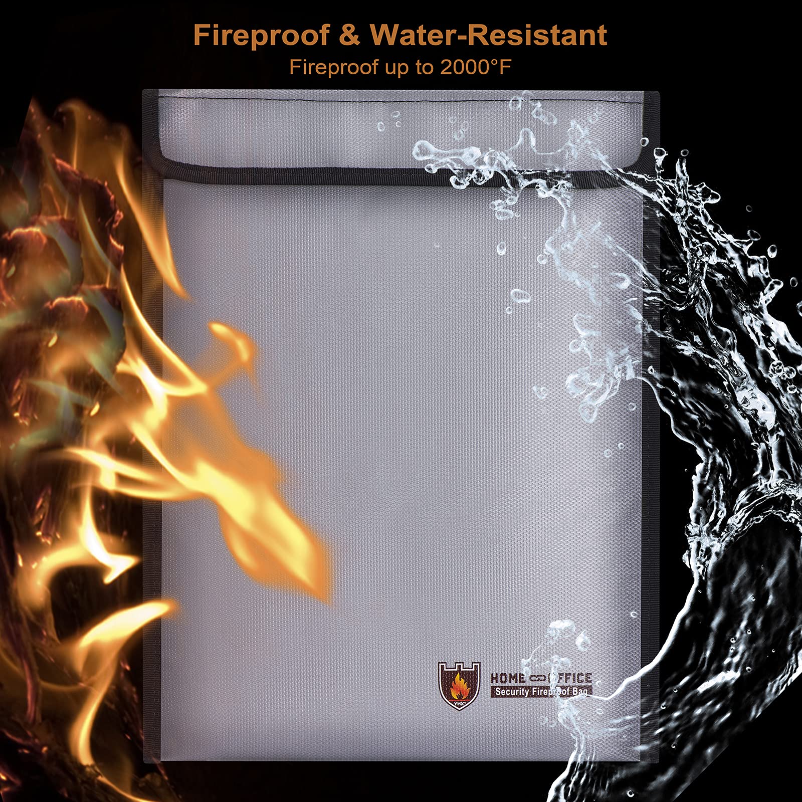 Fireproof Document Bag (2000℉),10.6”x 6.9” Waterproof and Fireproof Money Bag with Zipper,Fireproof Safe Storage Pouch for Passport,Cash,Jewelry,Legal Documents and Valuables